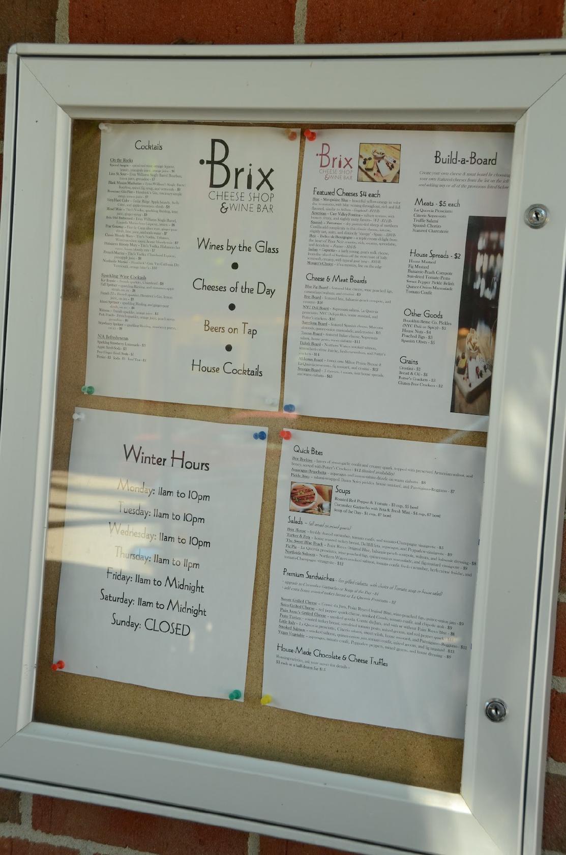 Menu at Brix Cheese Shop & Wine Bar, Iowa City