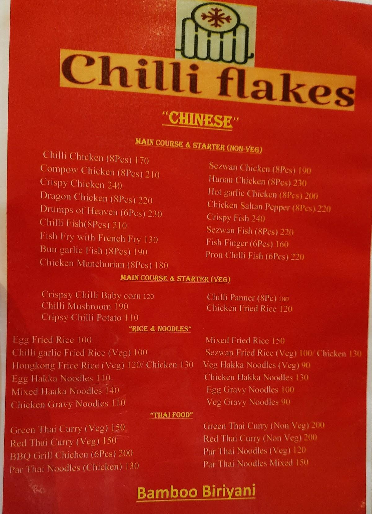 Menu at Chilli Flakes(Pizza Secret), India