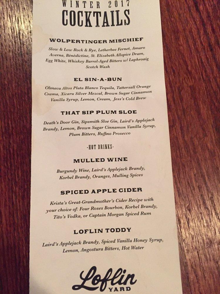 Menu at Loflin Yard pub & bar, Memphis