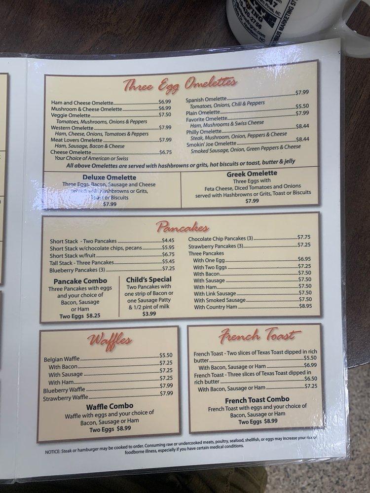 Menu at Pete's Family Restaurant, Carthage