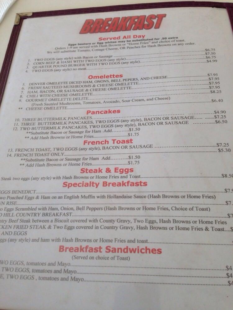 Menu at Red Hill Cafe, Santa Ana