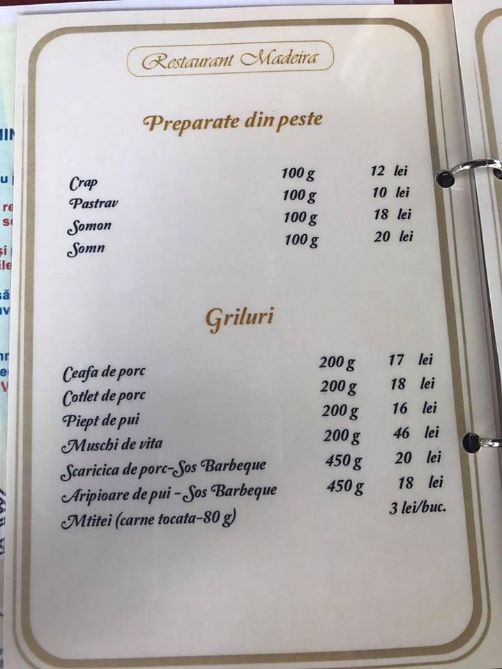 Menu at Restaurant Madeira, Pecica