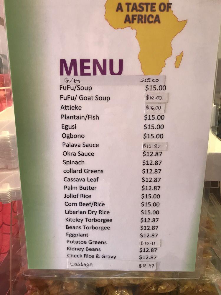 Menu at Taste of Africa The Best of African Cuisines restaurant ...