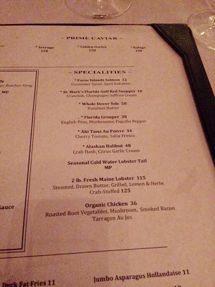 Menu at BR Prime steakhouse, Biloxi, 875 Beach Boulevard