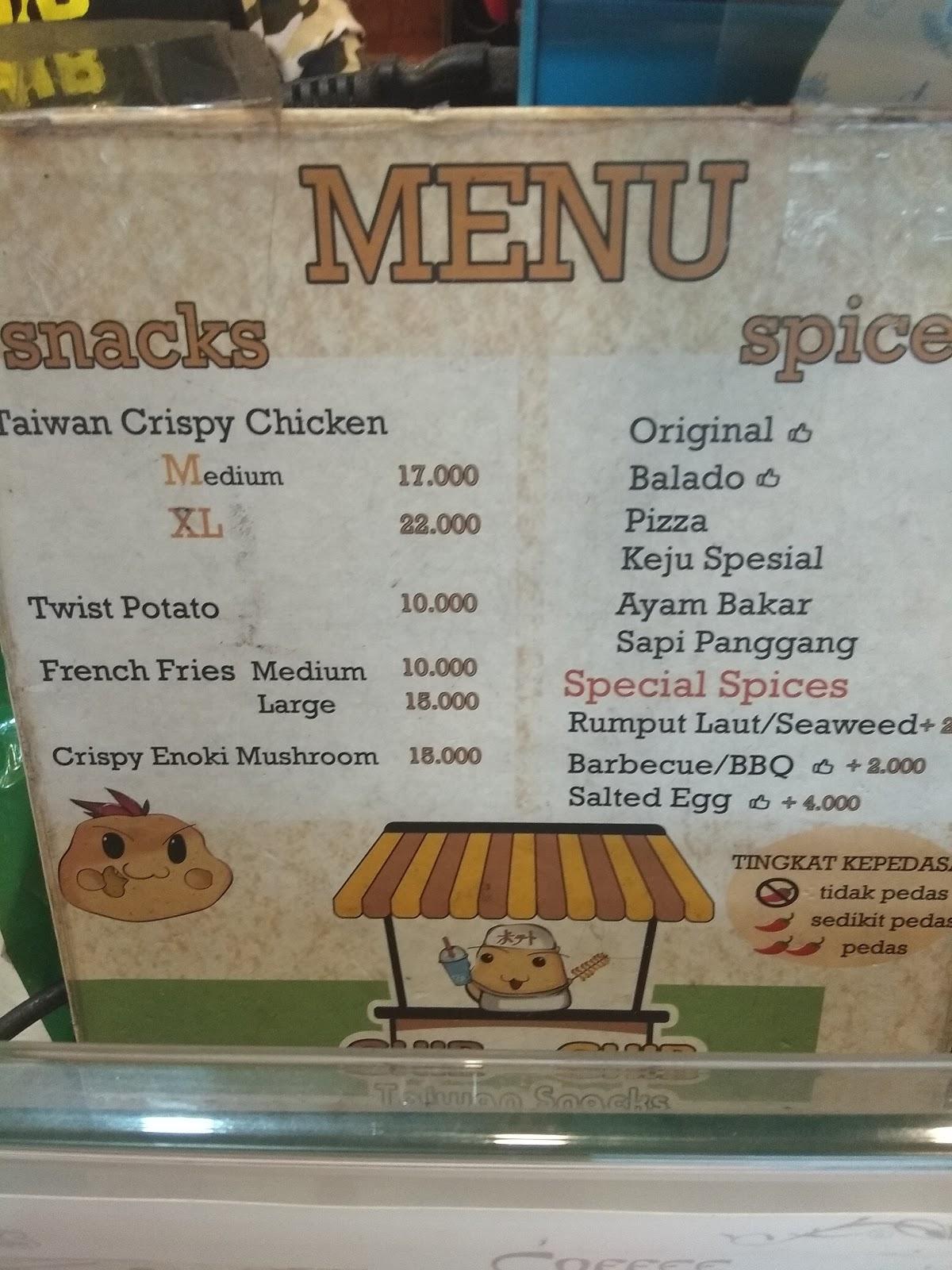 Menu at Chib - Chib Taiwan Snack Sumur Batu restaurant, Central Jakarta