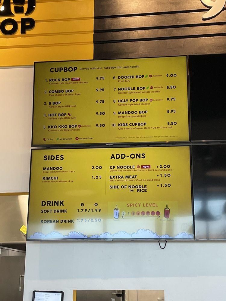 Menu at Cupbop - Korean BBQ in a Cup, Arvada