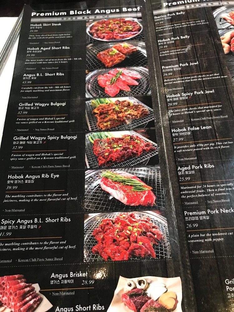 Menu at Hobak Korean BBQ, Las Vegas