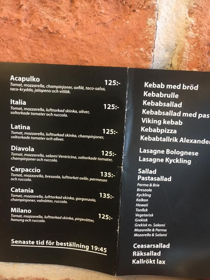 Menu at Italian Piazza pizzeria, Köping