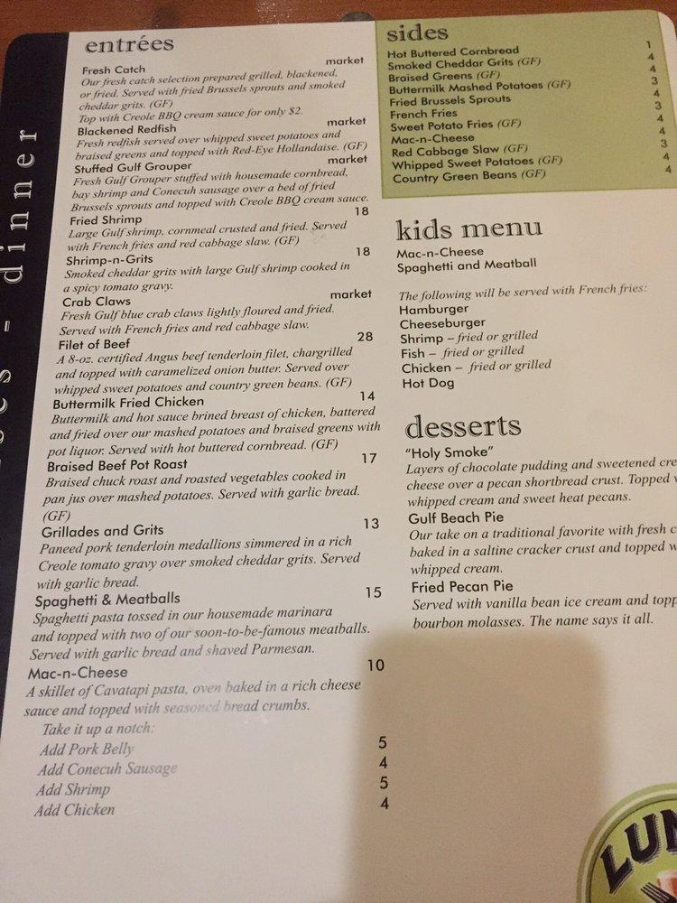 Menu at Luna's Eat & Drink pub & bar, Orange Beach, Canal Rd Suite B