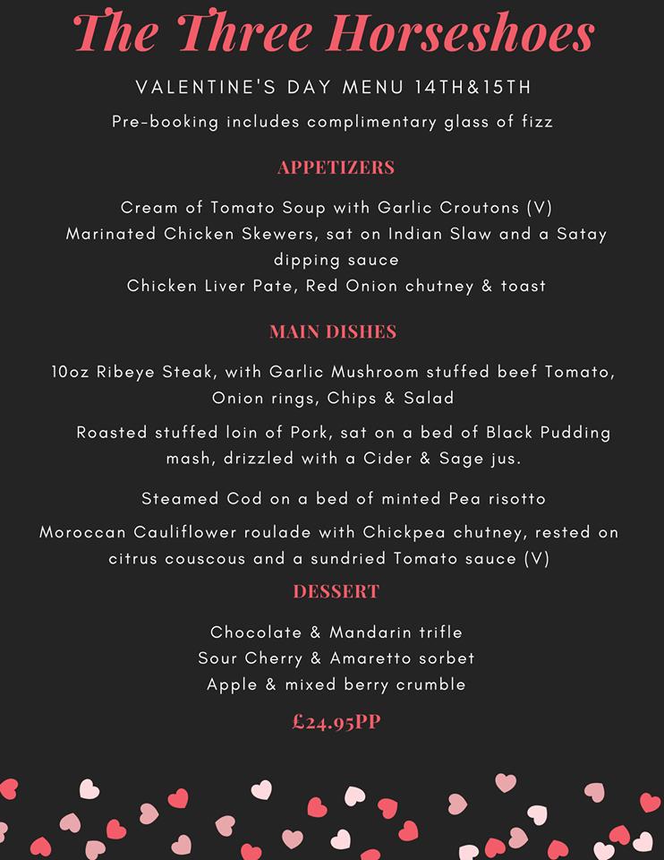 Menu at The Three Horseshoes Inn pub & bar, Durham, Running Waters