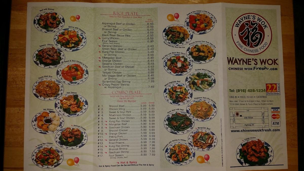 Menu at Wayne's Wok restaurant, Sacramento