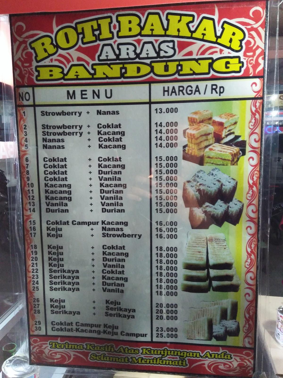 Menu at Roti Bakar Aras Bandung 04 cafe, Kendari