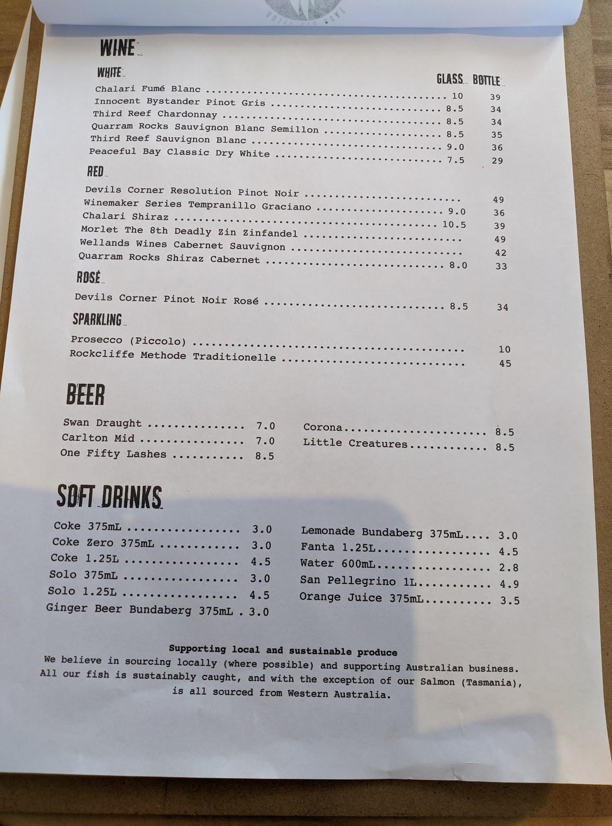 Menu at Rusty Old Boat Fish & Chips restaurant, Guildford