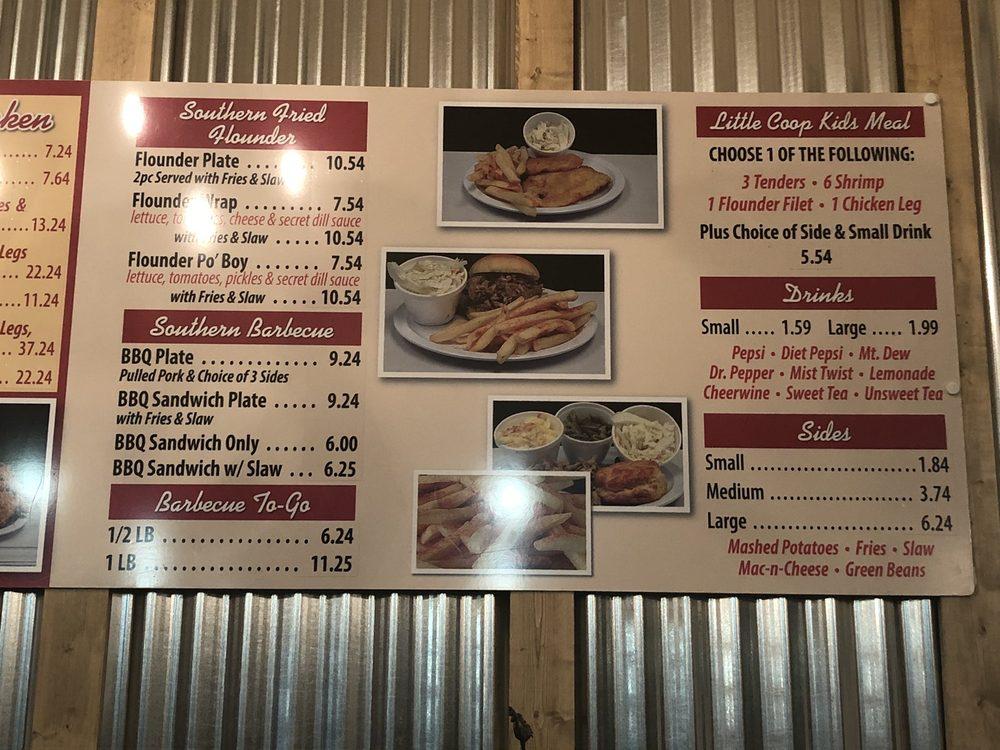 Menu at Southern Chicken restaurant, Surfside Beach