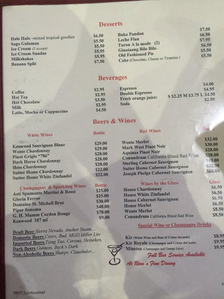 Menu at Lucky Chances Casino restaurant, Colma