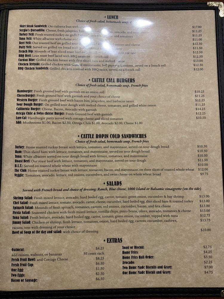 Menu at Cowboys Corner Cafe, Watsonville