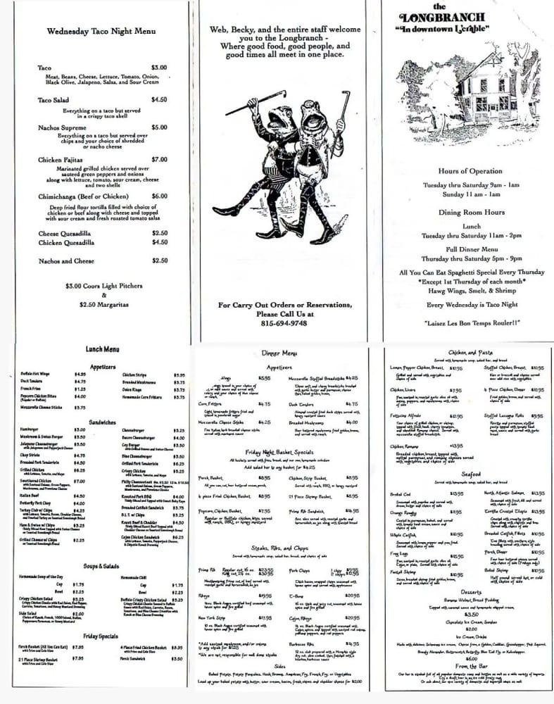 Menu at Longbranch Restaurant, L'Erable, N 1500 East Rd