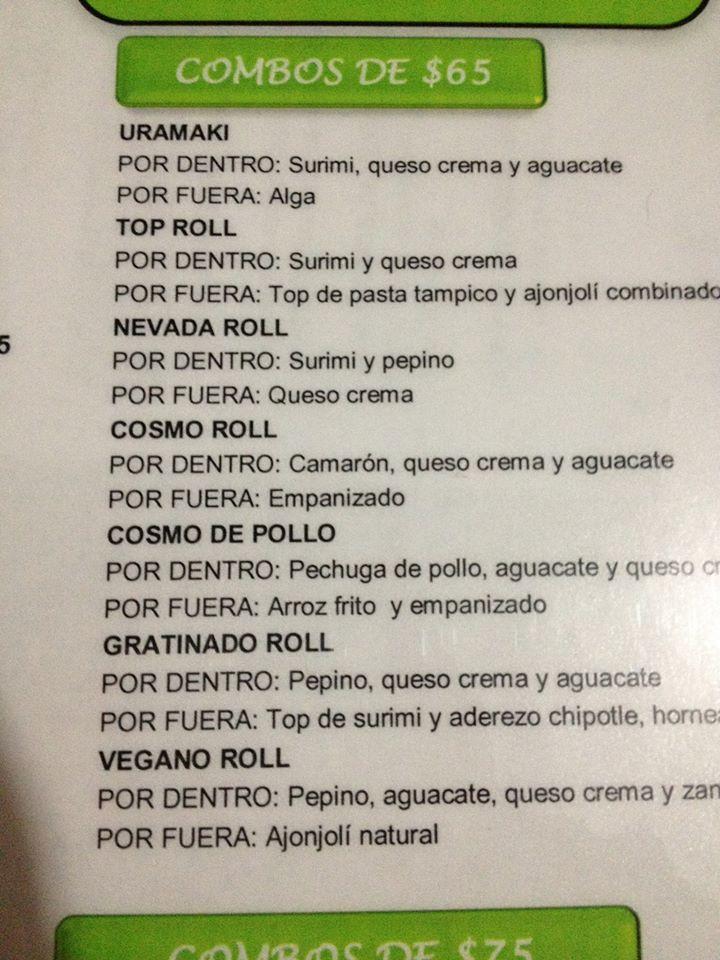 Menu at Sushi shen long restaurant, Monterrey