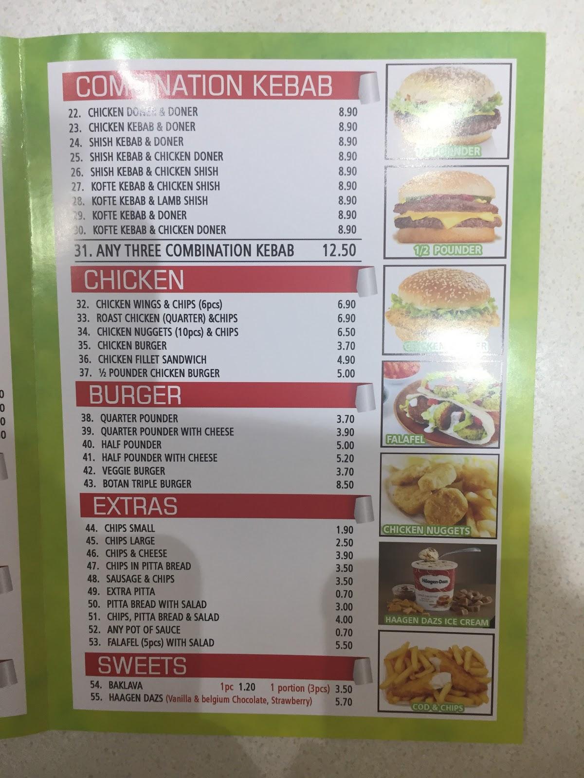 Menu at Botan Kebabs fast food, Leatherhead