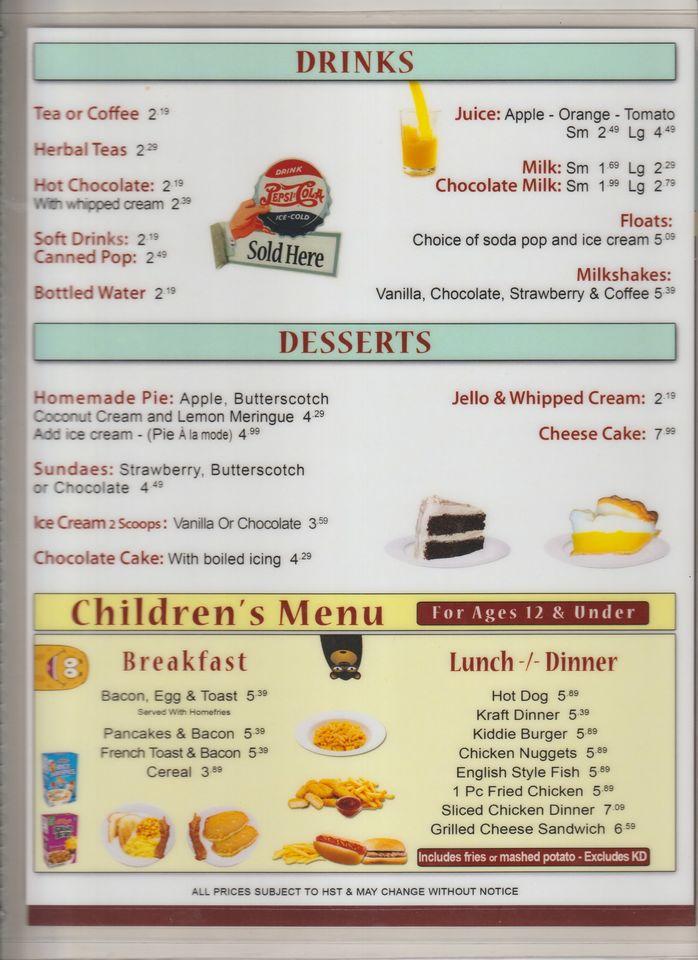Menu at Eastside Family Restaurant, New Glasgow