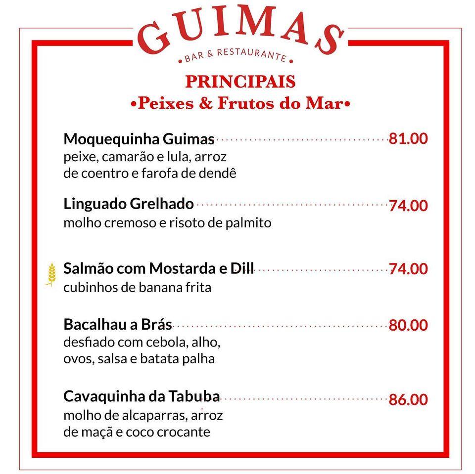 Menu em Guimas restaurante, Rio de Janeiro, R. José Roberto Macedo Soares