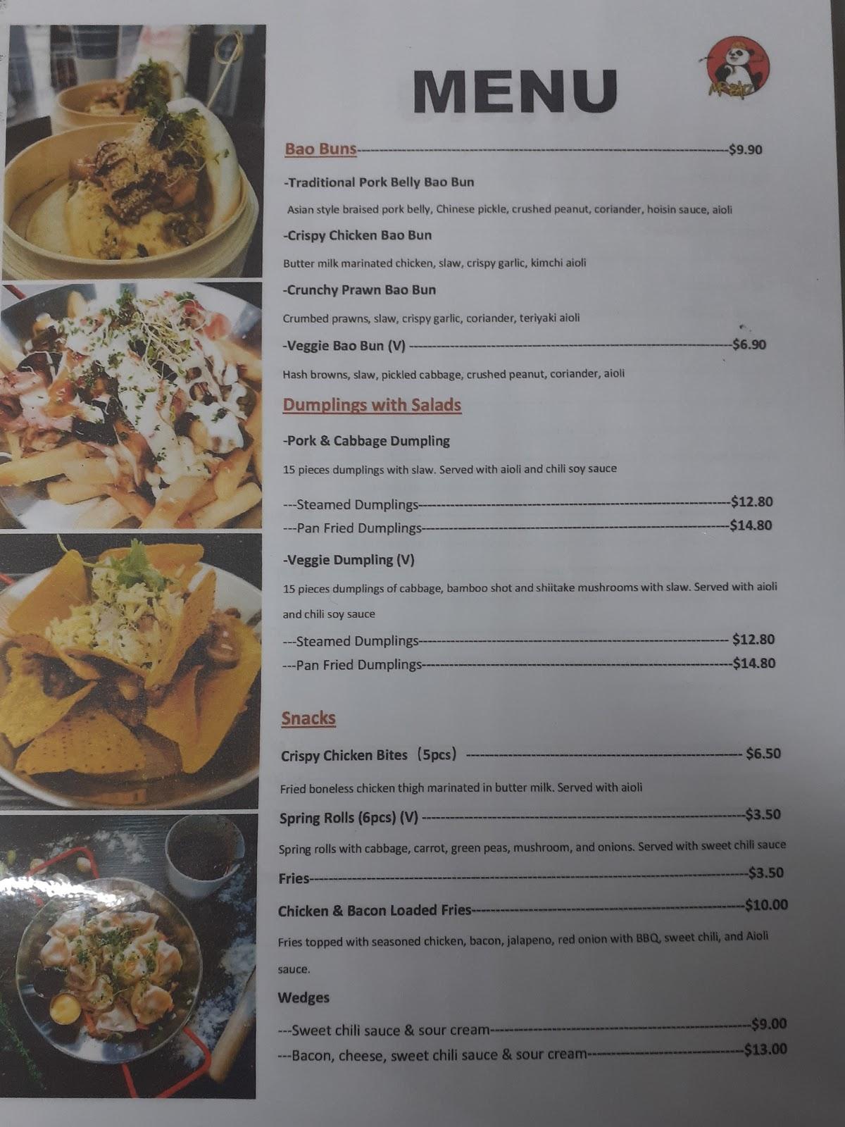Menu at Mr.Bao Hamilton restaurant, Hamilton