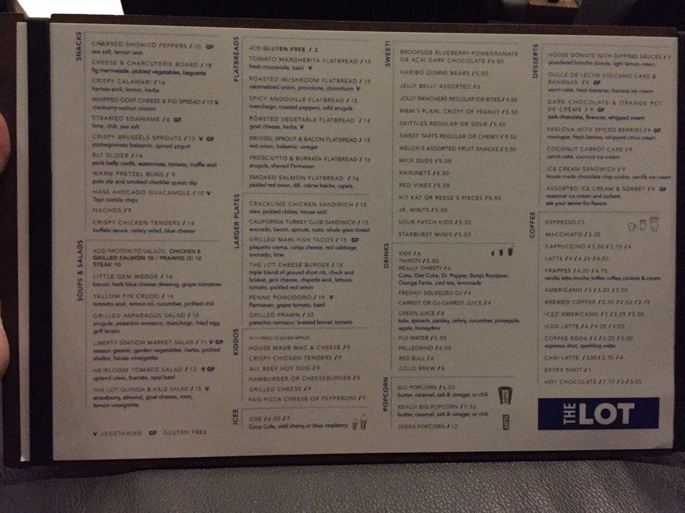 Menu at THE LOT pub & bar, San Diego, Truxtun Rd