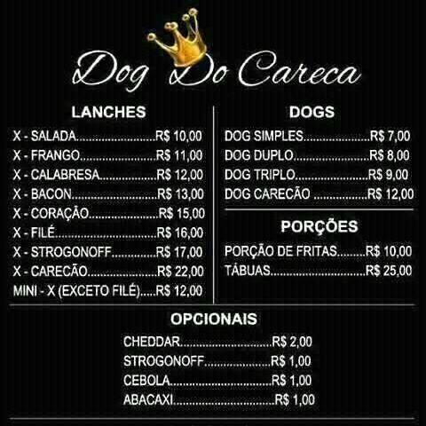 Menu at Dog Do Careca pub & bar, Cachoeira do Sul