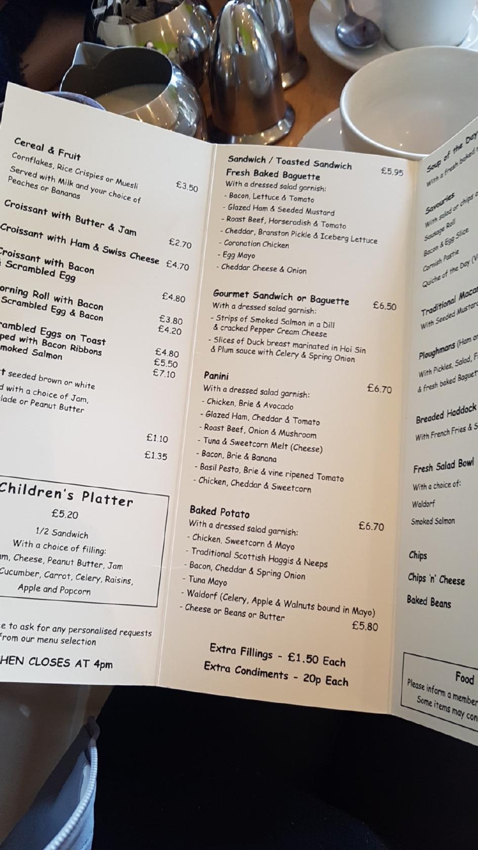 Menu at SandStone Cafe, Dornoch