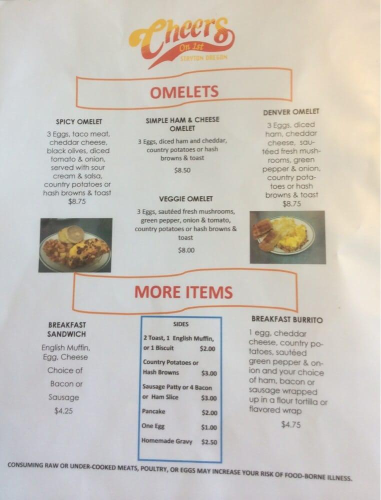 Menu at Cheers On 1st pub & bar, Stayton