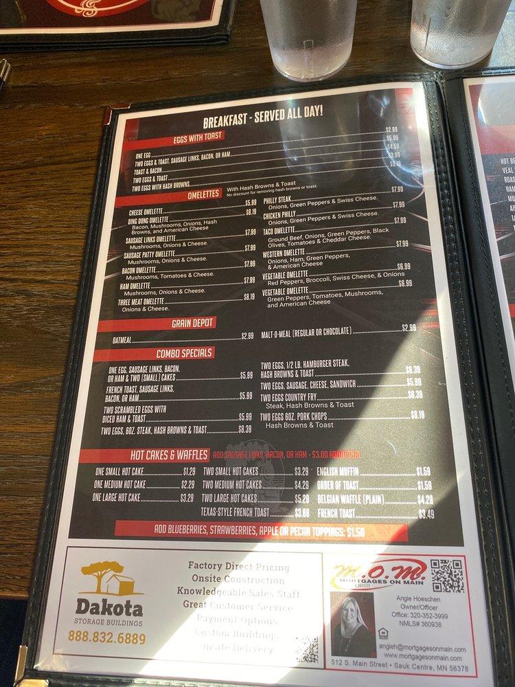 Menu at Ding Dong Cafe, Sauk Centre