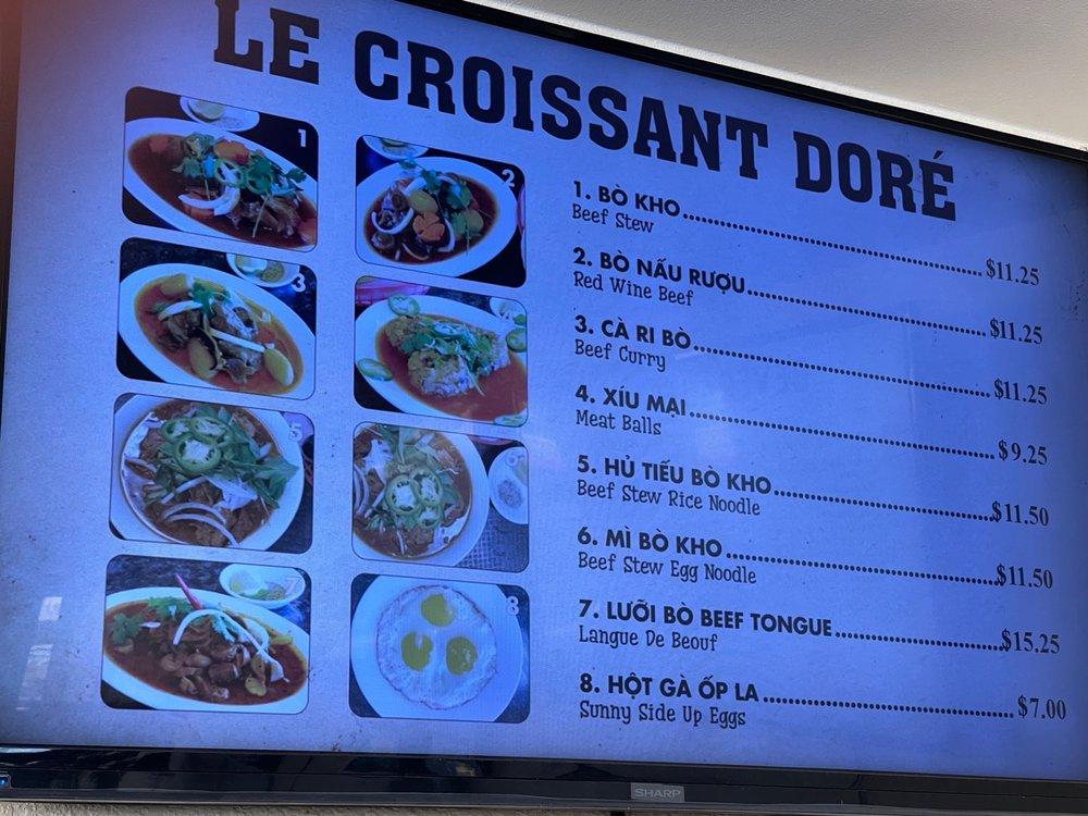Menu at Le Croissant Doré restaurant, Westminster