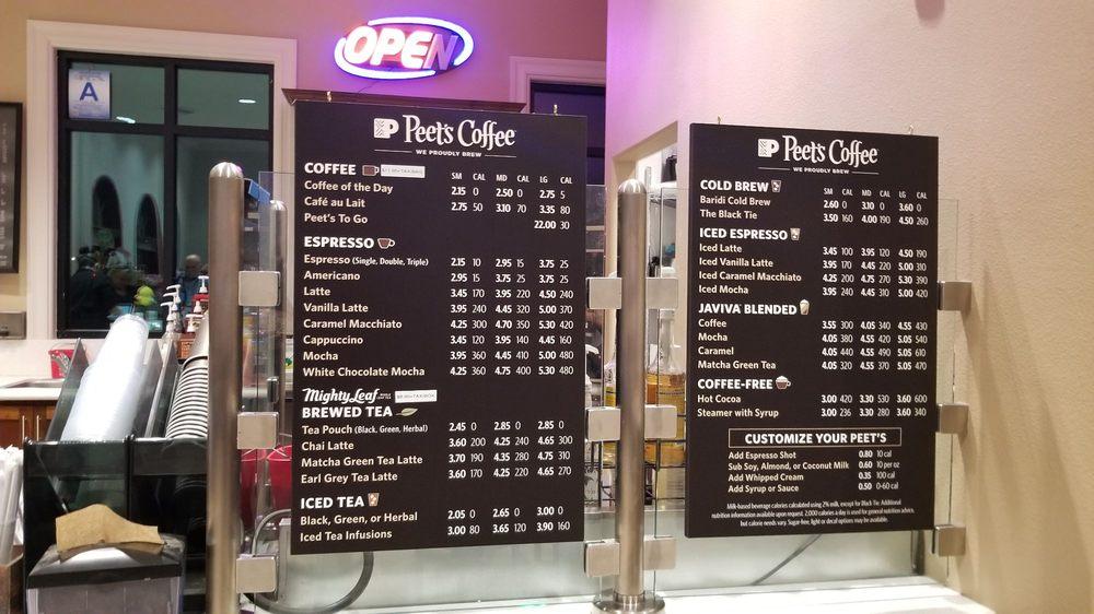 Menu at Peet's Coffee, Yermo
