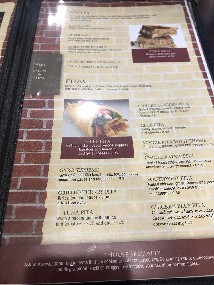 Menu at Vee's Grill & Coney Island restaurant, Zeeland