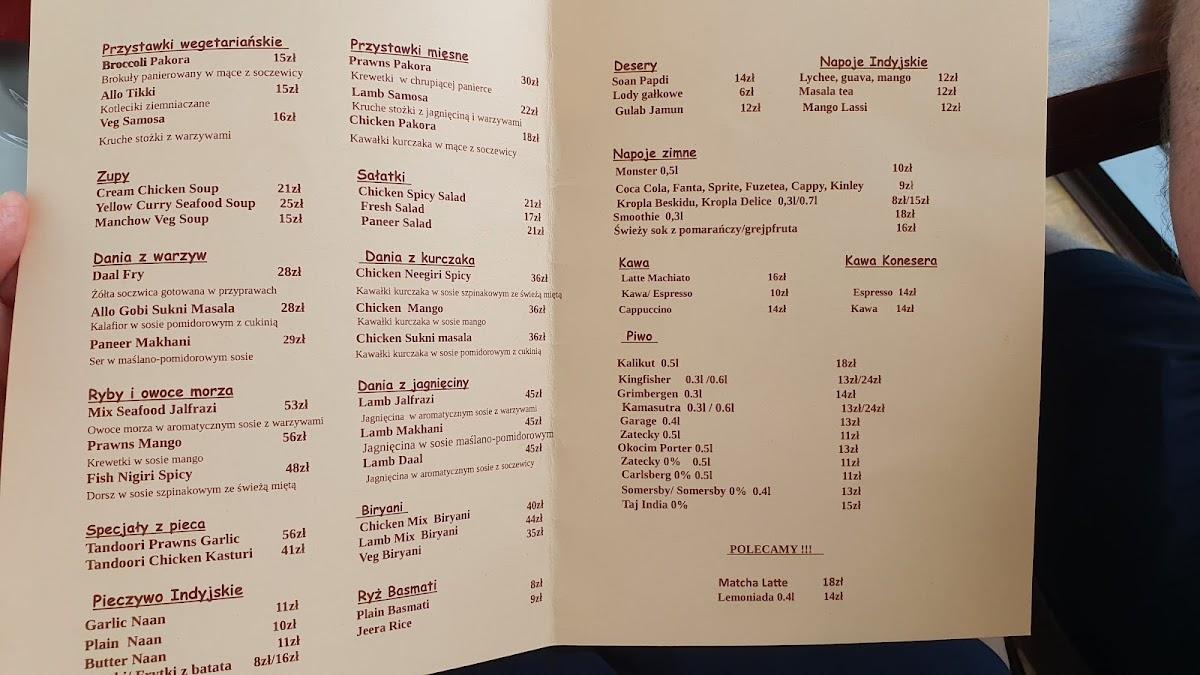 Menu at Dil Se restaurant, Olsztyn