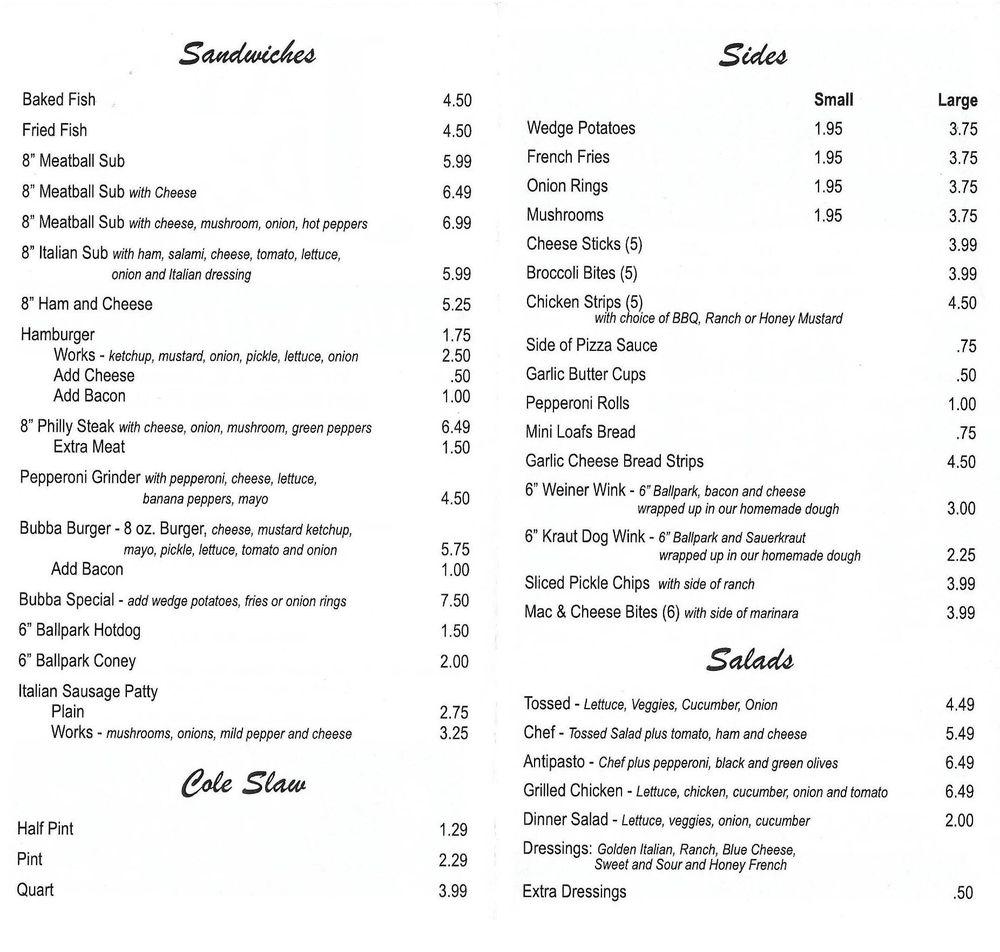 Menu at Jay's Pizza pizzeria, Massillon