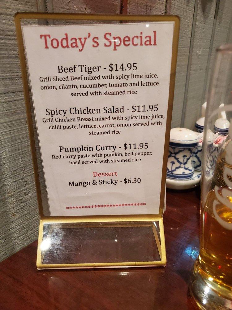 Menu at Thai Thara restaurant, Richmond