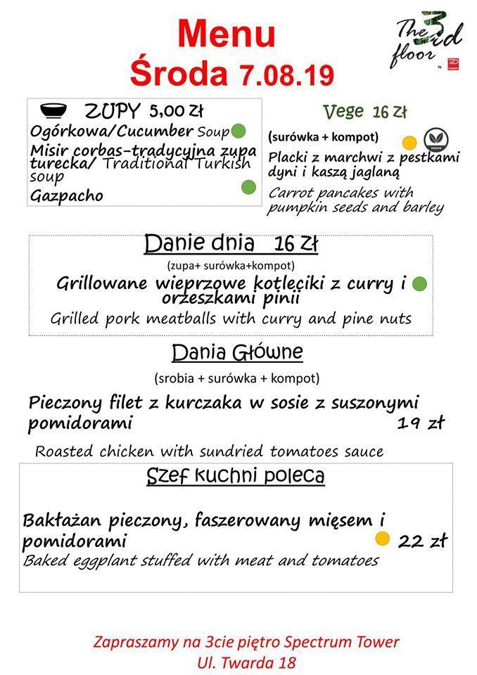 Menu at The 3rd Floor by Dussmann restaurant, Warsaw