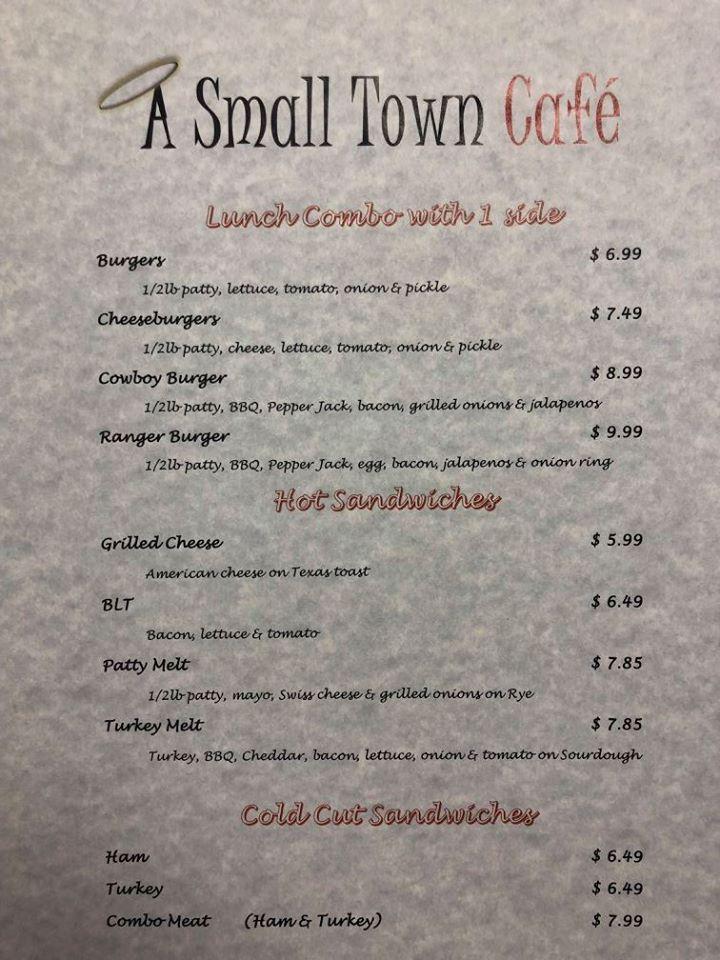 Menu at A Small Town Cafe, Murchison