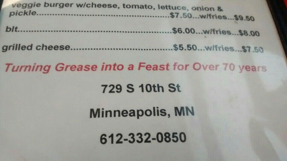 Menu at Band Box Diner restaurant, Minneapolis