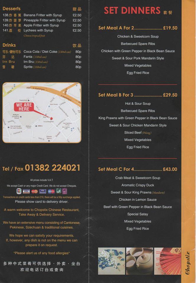 Menu at Silver Star restaurant, Dundee