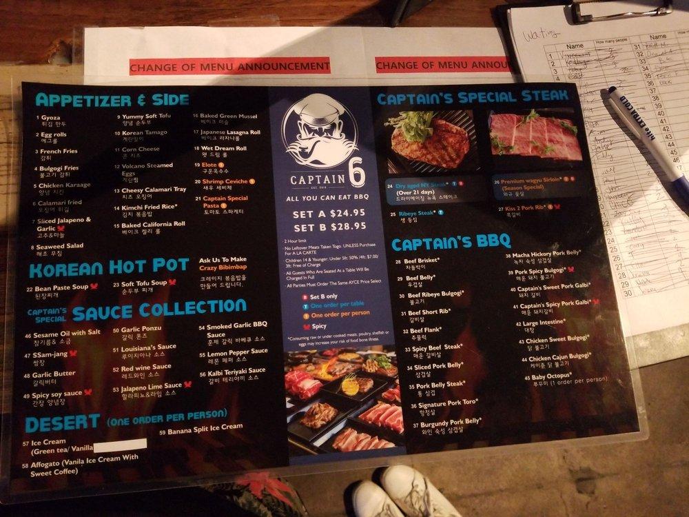 Menu at Captain 6 BBQ, Las Vegas