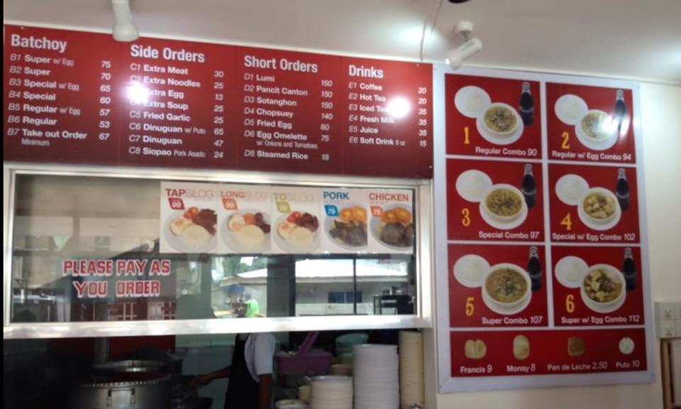 Menu at D' Original La Paz Batchoy restaurant, Cagayan de Oro, Mabini