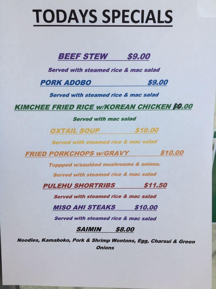 Menu at Island Flavor Express restaurant, Las Vegas, S Eastern Ave #102