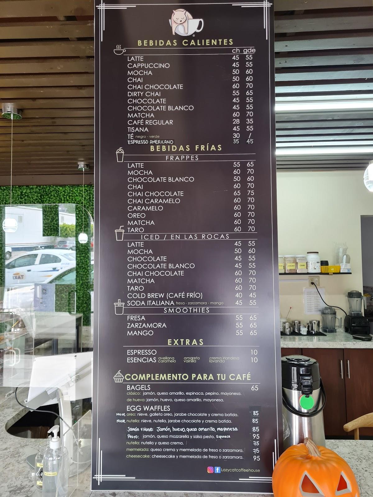 Menu at Lazy Cat Coffee House, Ensenada
