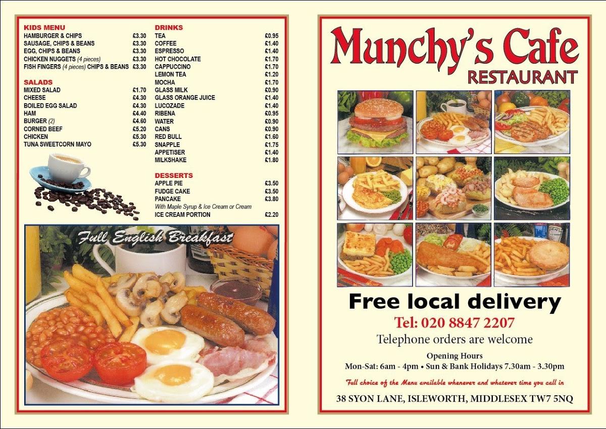 Menu at Munchy's Cafe & Burger Bar, Hounslow