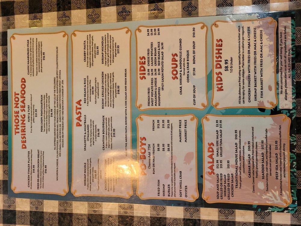 Menu at Stingray's Grill & Bar, Kenner