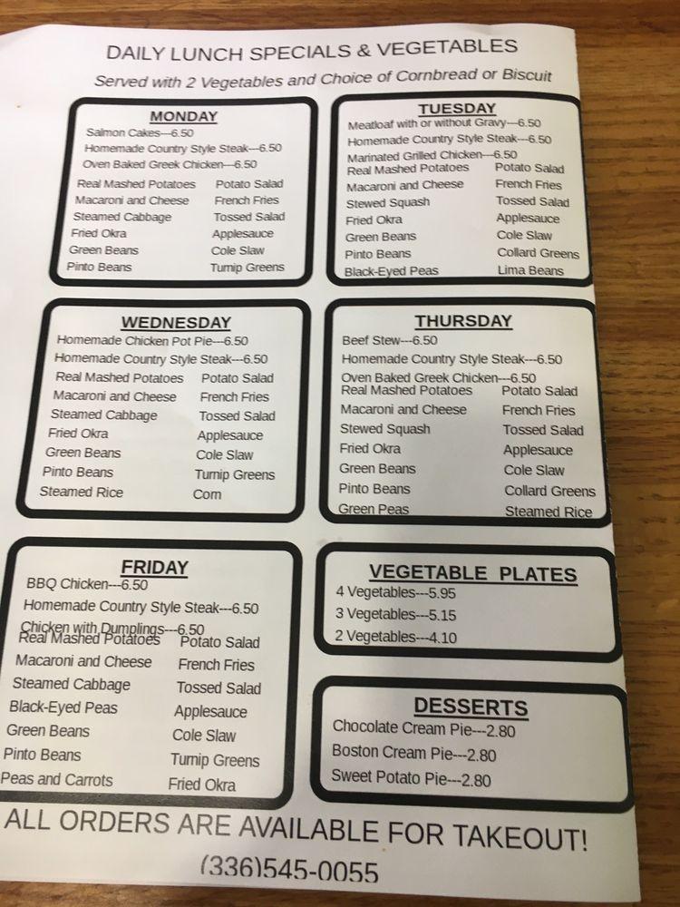 Menu at Danny's Restaurant, Greensboro