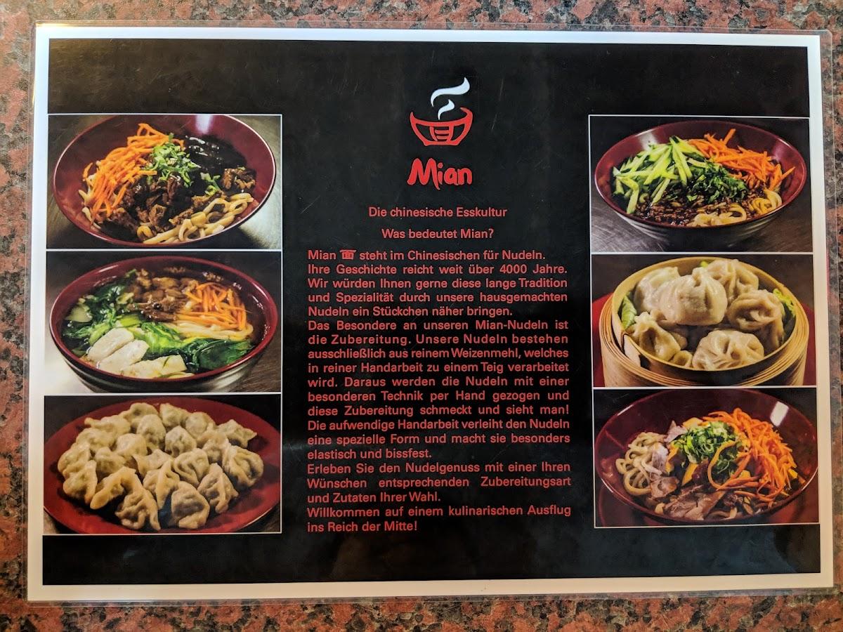 Menu at Mian Nudelhaus restaurant, Frankfurt, Niddastraße 52