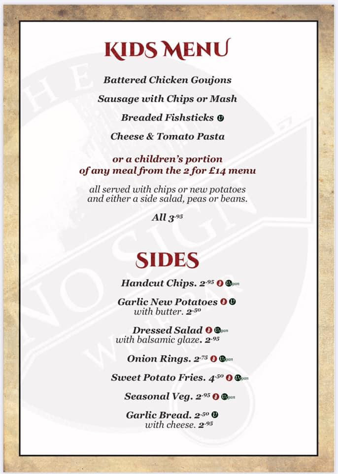 Menu at No Sign Wine Bar, Swansea